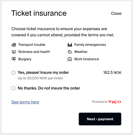 Ticket insurance from Tryg