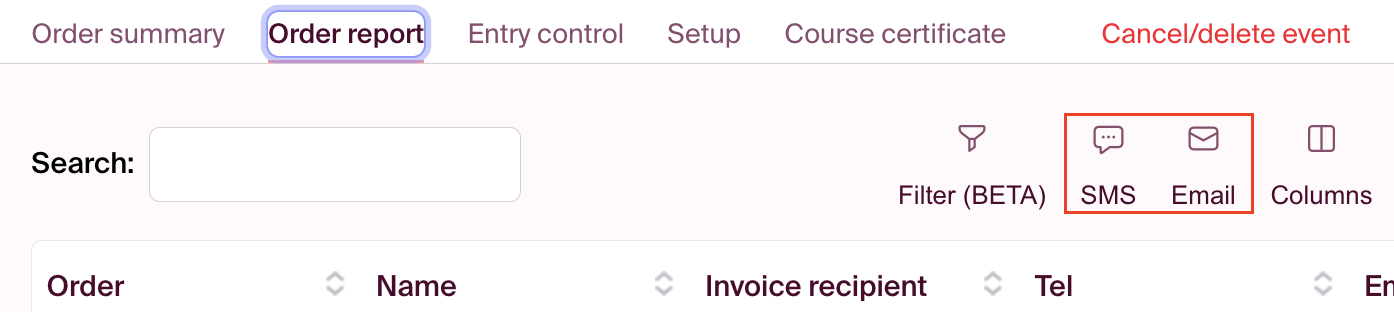 Send SMS and emails from Checkin